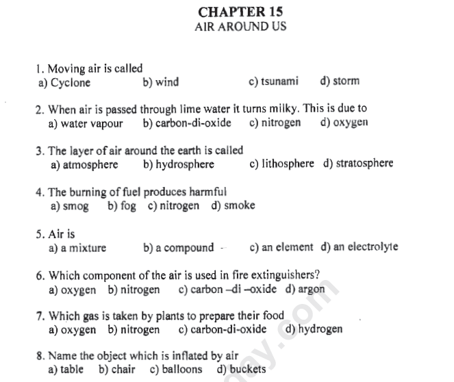 CBSE Class 6 Science Air Around Us MCQs, Multiple Choice Questions CBSE Class 6 Science Air Around Us MCQs, Multiple Choice Questions